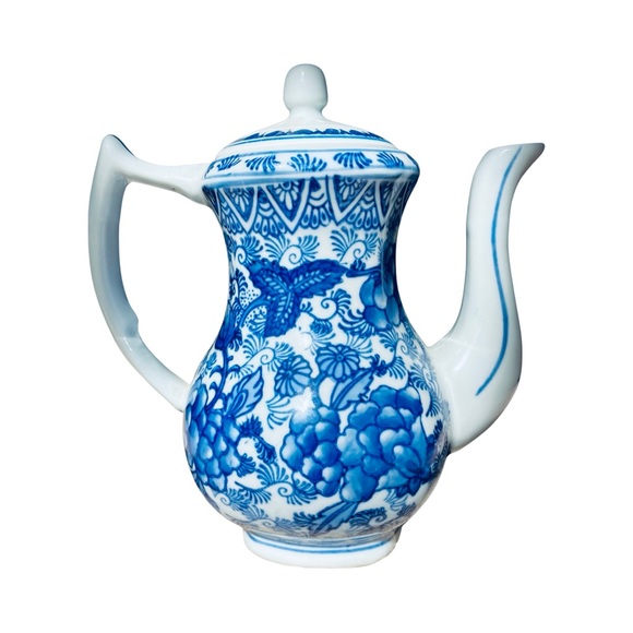 Kitchen | Vintage Blue And White Porcelain Teapot Pitcher With Flower ...